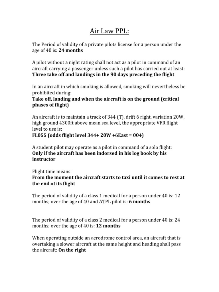 Air Law PPL Notes PDF | PDF | Air Traffic Control | Aircraft