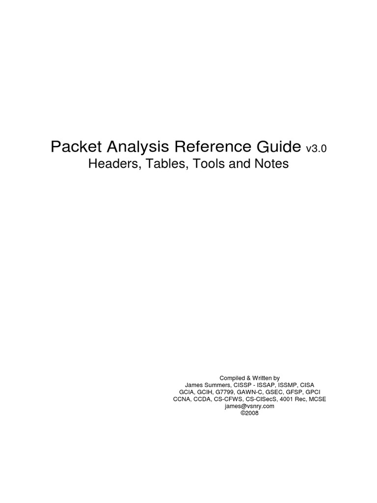 Packet Analysis Reference Guide: Headers, Tables, Tools and Notes | PDF ...