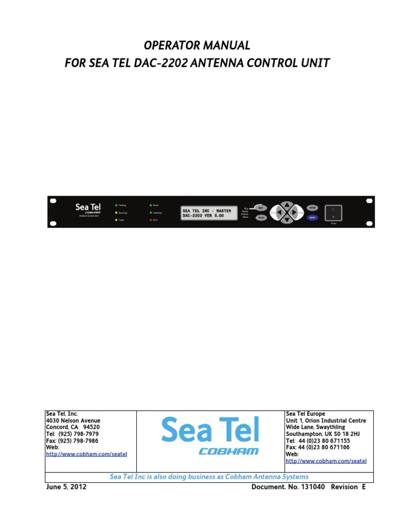 Operation Manual Dac-2202 Antenna Control Unit | PDF | Menu (Computing ...