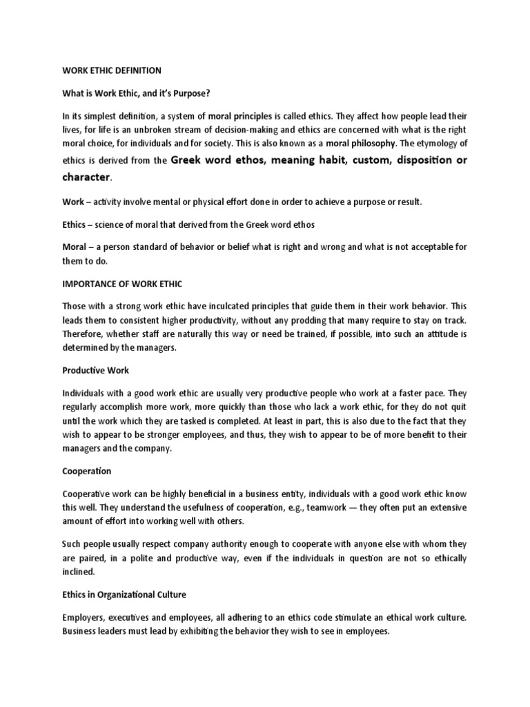 Greek Word Ethos, Meaning Habit, Custom, Disposition or Character | PDF ...