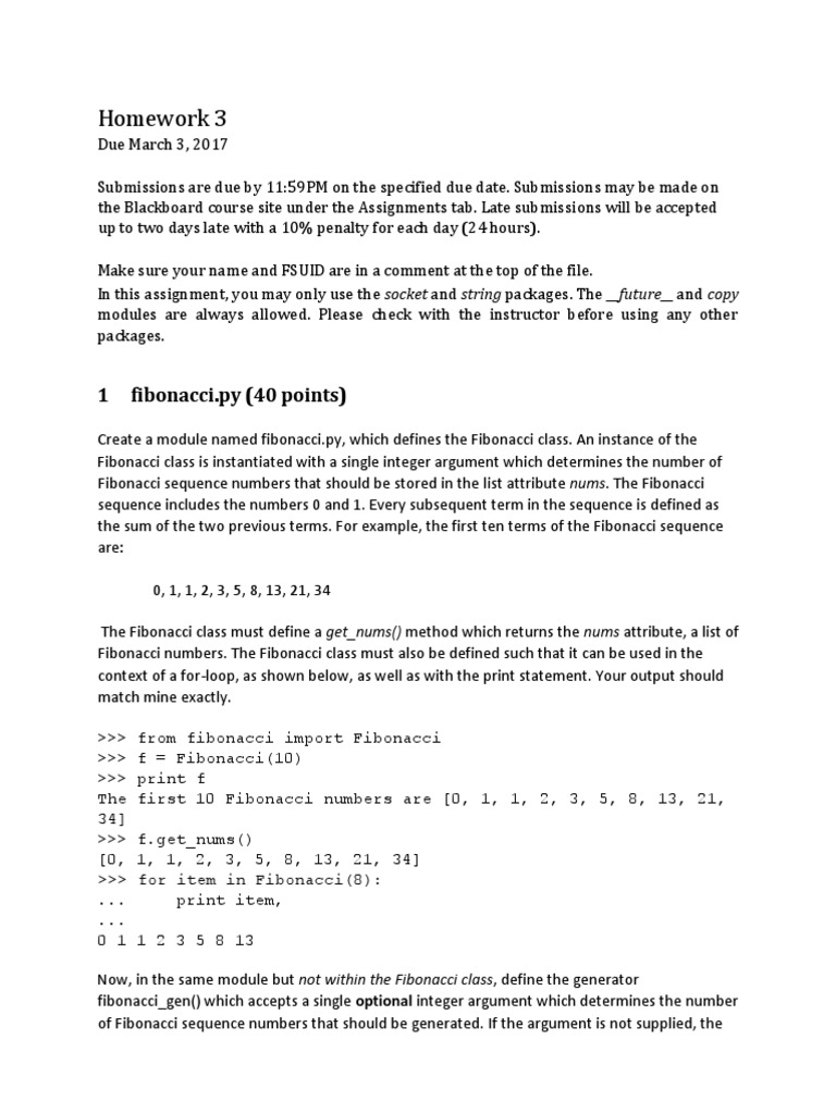 Homework 3: 1 Fibonacci - Py (40 Points) | PDF | Hypertext Transfer ...