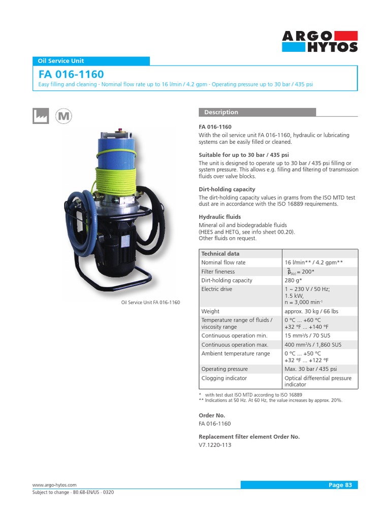 Datasheet FA016-1160 8068 EN US | PDF | Pressure | Valve