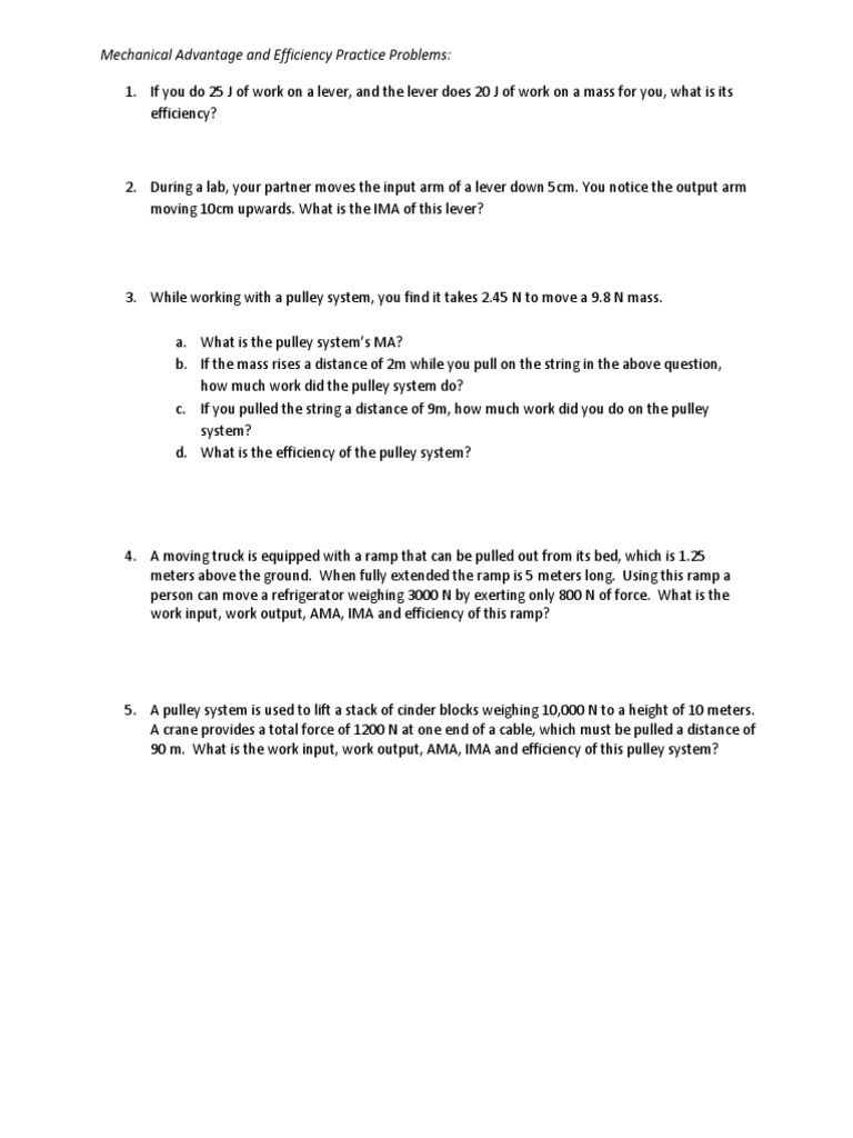 Efficiency Worksheet | PDF