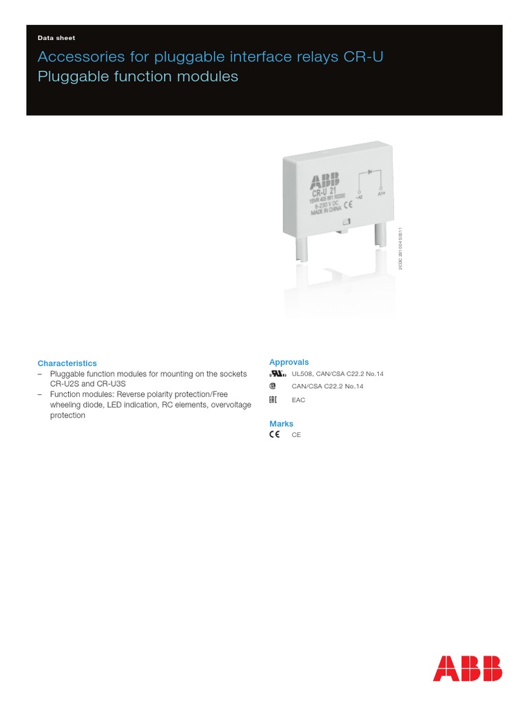 Pluggable Function Modules: Accessories For Pluggable Interface Relays ...
