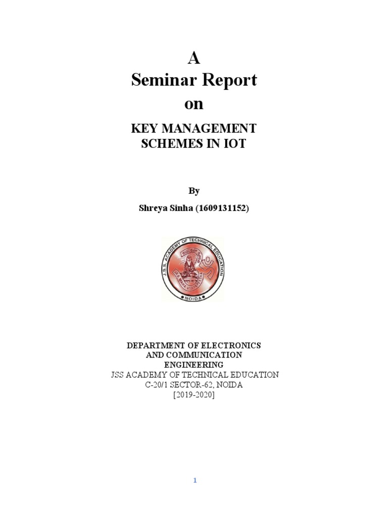 Key Management Schemes in Iot Report | PDF | Internet Of Things | Proxy ...