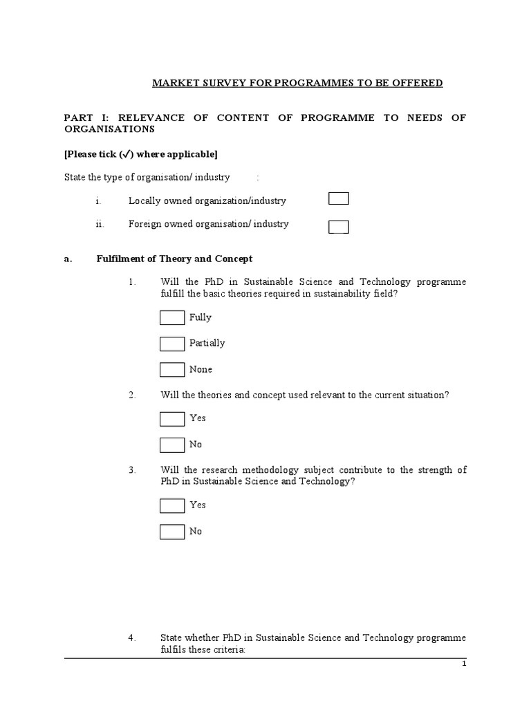 Industry Questionnaire - Market Survey | PDF | Doctorate | Concept