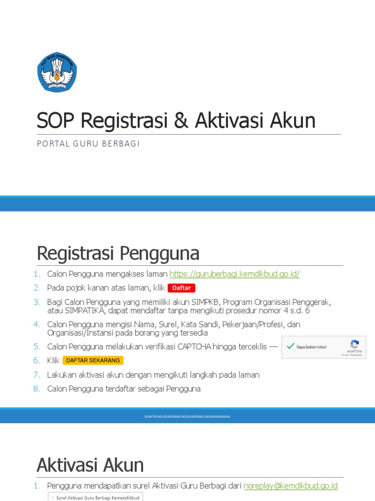 SOP Registrasi Dan Aktivasi Akun | PDF