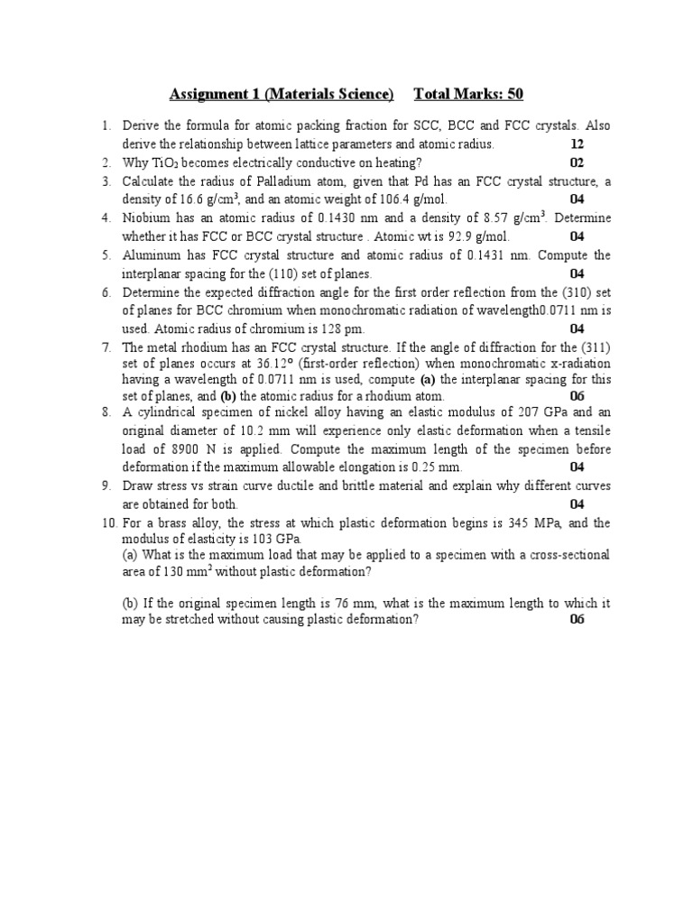 Assignemnt 1-Material Science | PDF | Deformation (Engineering ...