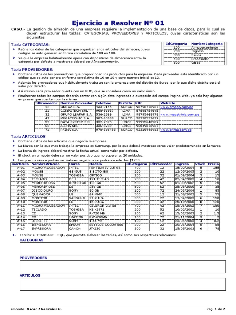 Actividad SQL - 01 | PDF | Introducciones relacionadas con la computadora | Ingeniería Informática