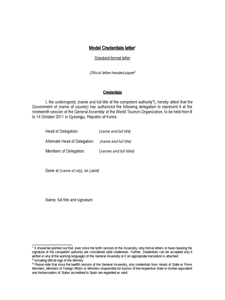 Credentials Model Letter | PDF