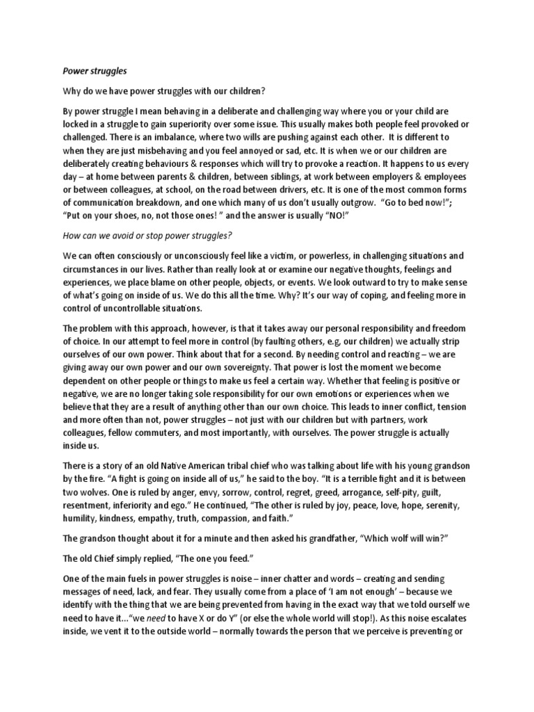 Power Struggles How Can We Avoid Or Stop Power Struggles Pdf