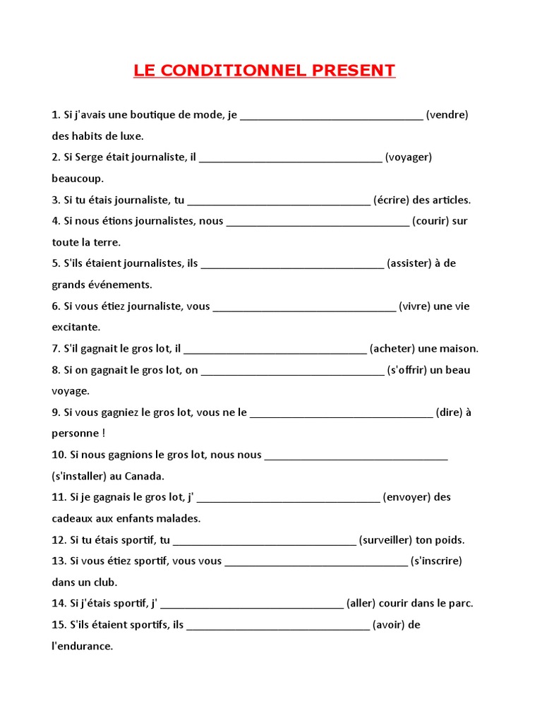 Exercices sur le conditionnel présent | PDF