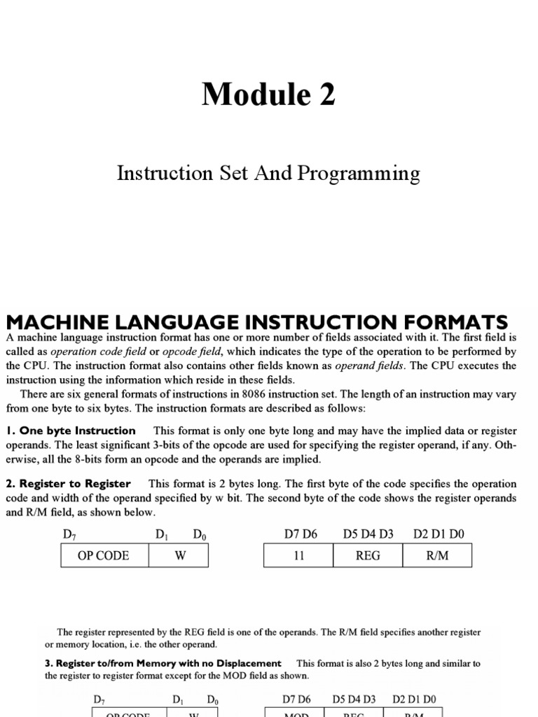 Instruction Set and Programming | PDF | Assembly Language | Computer ...