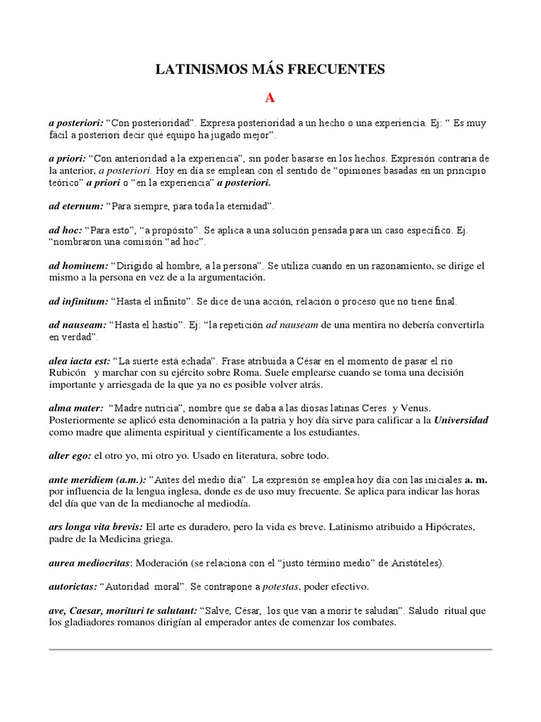 Latinismos Más Frecuentes | PDF | A priori y a posteriori | Horacio