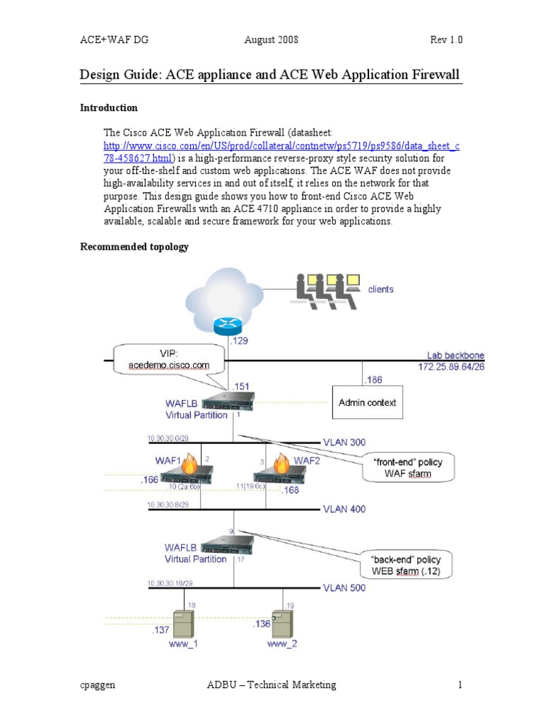Design Guide: ACE Appliance and ACE Web Application Firewall | PDF ...