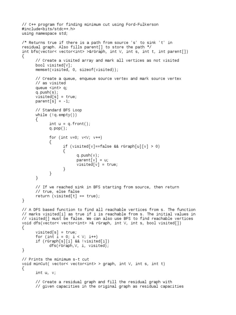 Min-Cut-In-Directed-Graph C++ Code | PDF | Vertex (Graph Theory ...