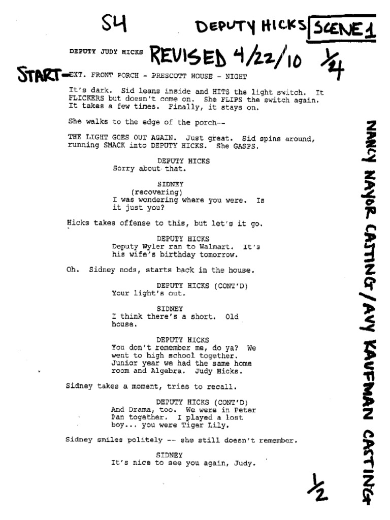 Scream 4 Sides - Deputy Hicks Revised | PDF