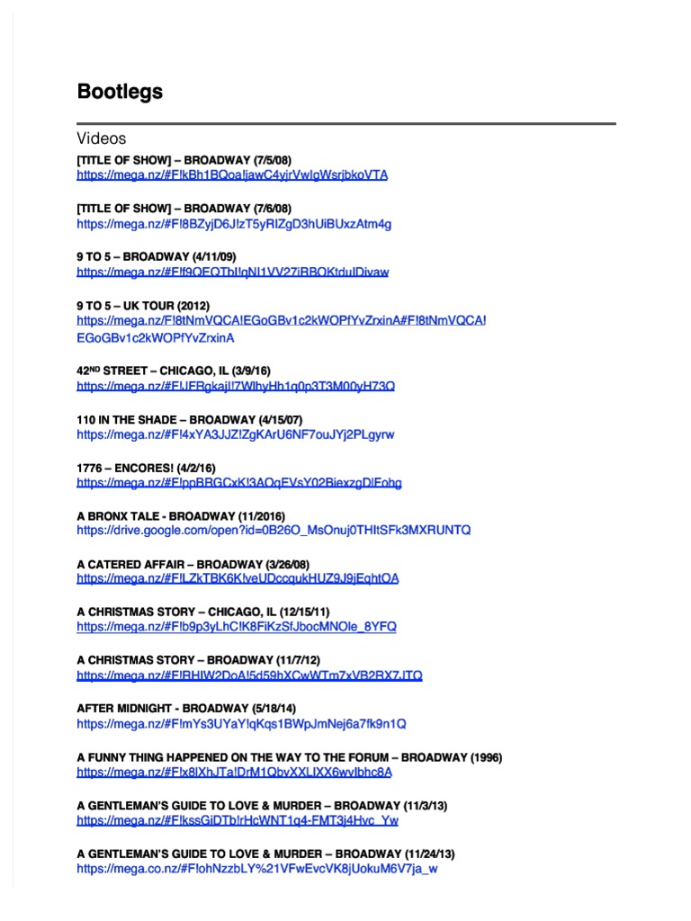 Bootleg Linkspdf | PDF | Broadway Theatre | English Language Plays