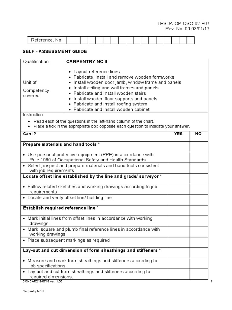 SAG - Carpentry NC II | PDF | Carpentry | Stairs