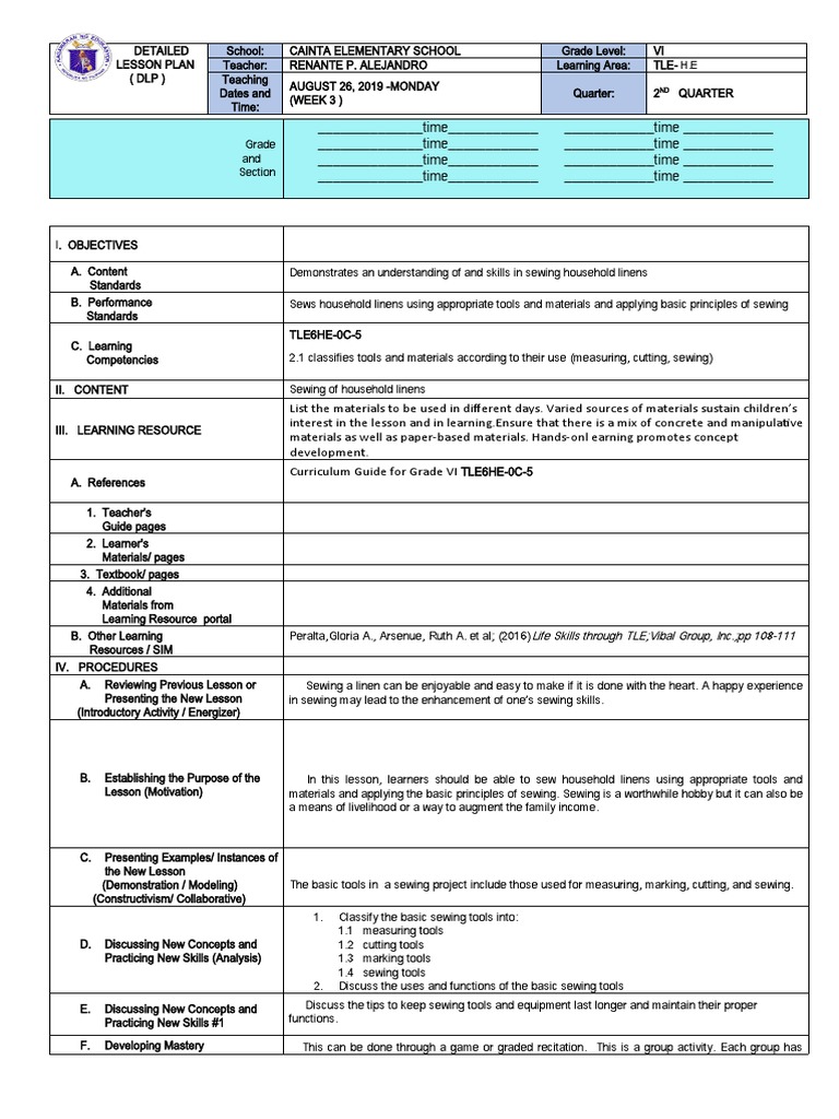DLP 6 Tle He Q2 Aug 26 30 Week 3 | PDF | Differentiated Instruction | Learning