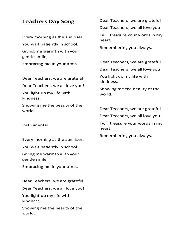 Teachers Day Song | PDF