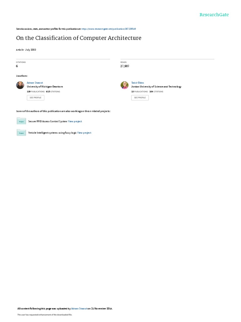 On The Classification of Computer Architecture | PDF | Central ...