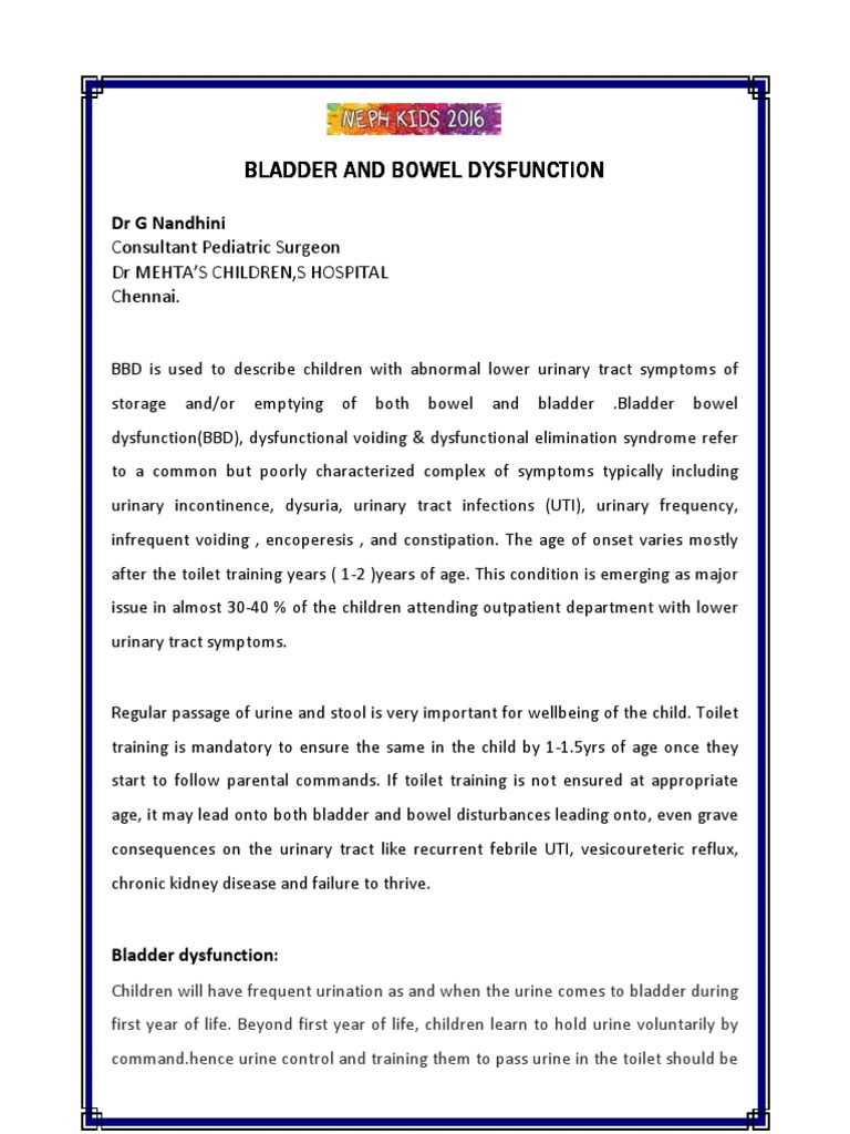 Bladder and Bowel Dysfunction | PDF | Urinary Incontinence | Urinary ...