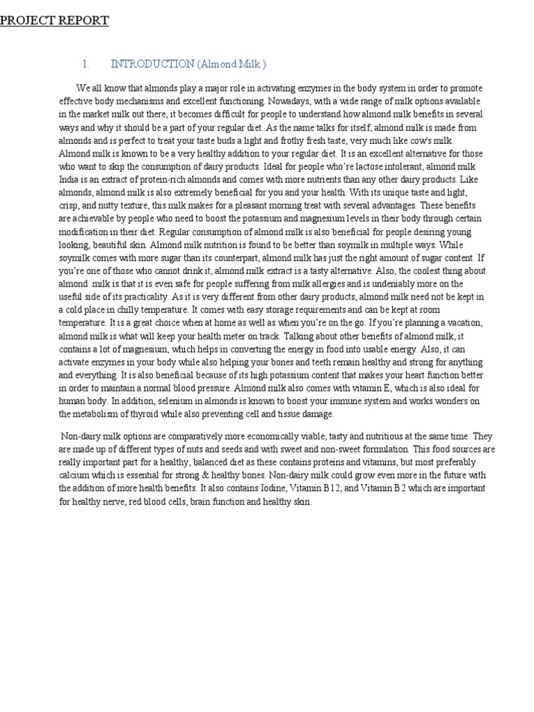 INTRODUCTION (Almond Milk) | PDF | Milk | Food And Drink