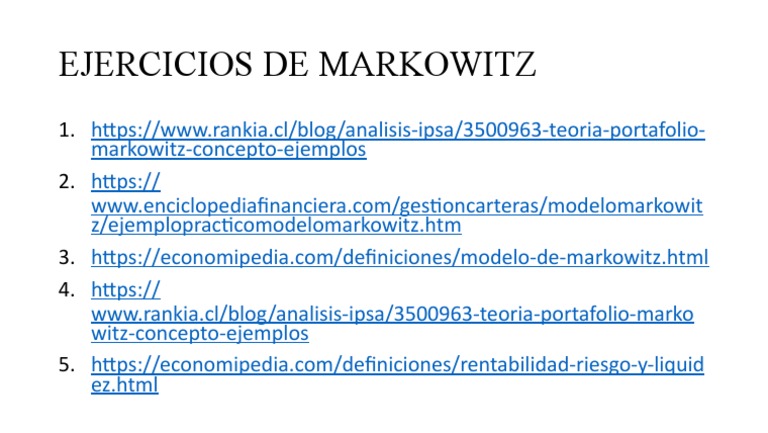 Ejercicios de Markowitz | PDF