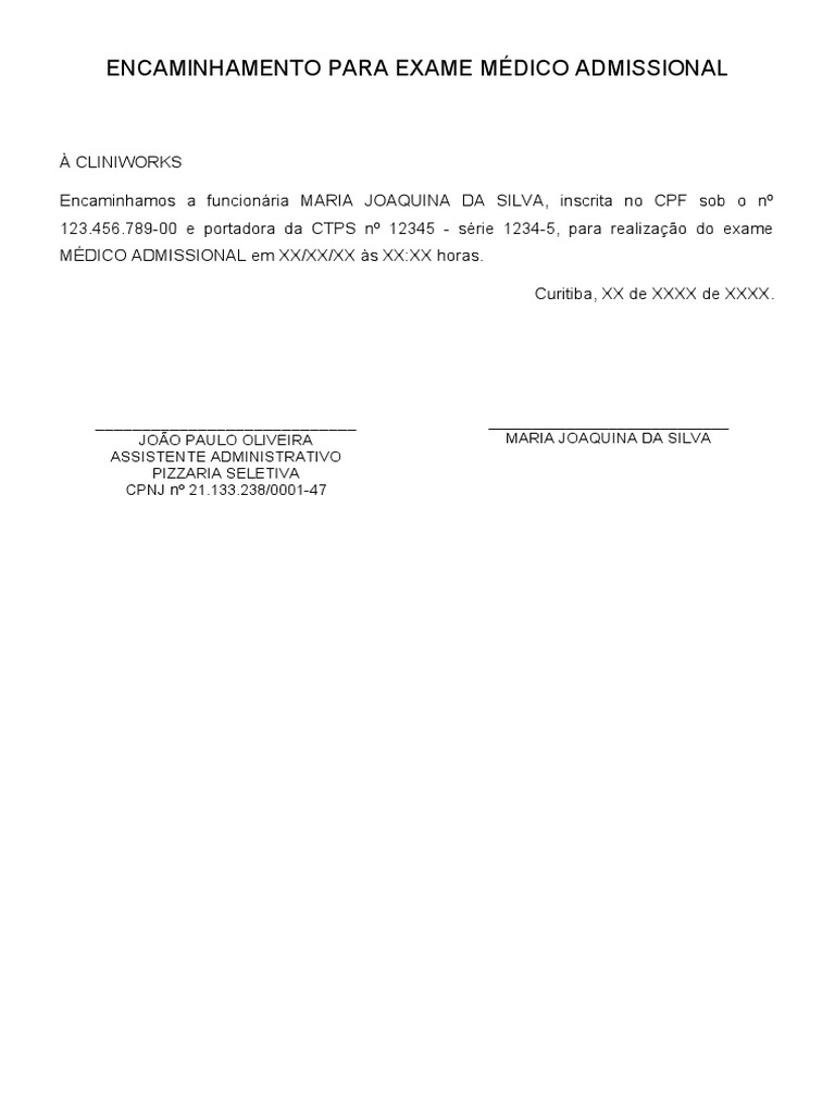 Encaminhamento para Exame Médico Demissional | PDF