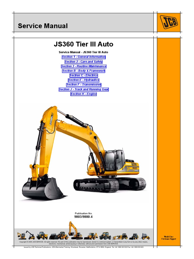 JCB JS360 Auto Tier III Tracked Excavator PDF | PDF | Transmission ...