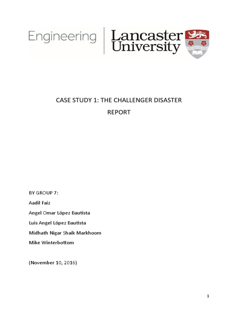 Case Study 1: The Challenger Disaster | PDF | Space Shuttle Challenger ...