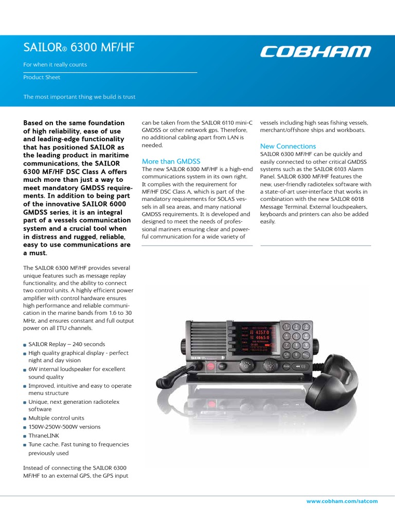 Sailor 6300 MF/HF: More Than GMDSS New Connections | PDF | High ...