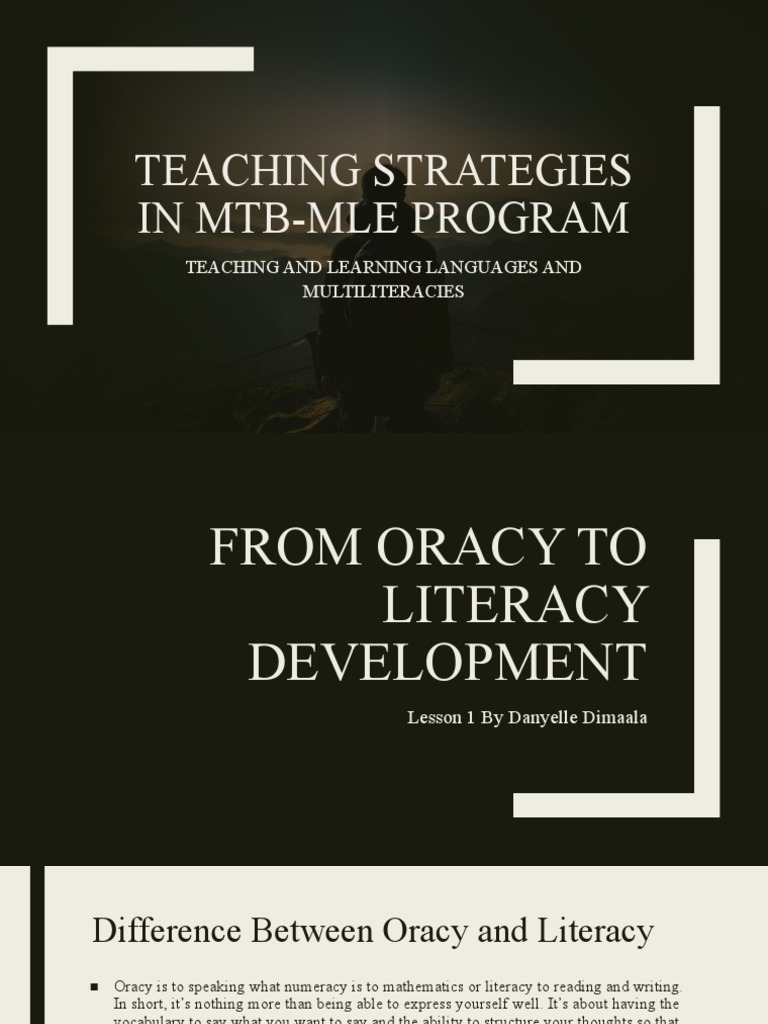 Teaching Strategies in Mtb-Mle Program: Teaching and Learning Languages and Multiliteracies ...
