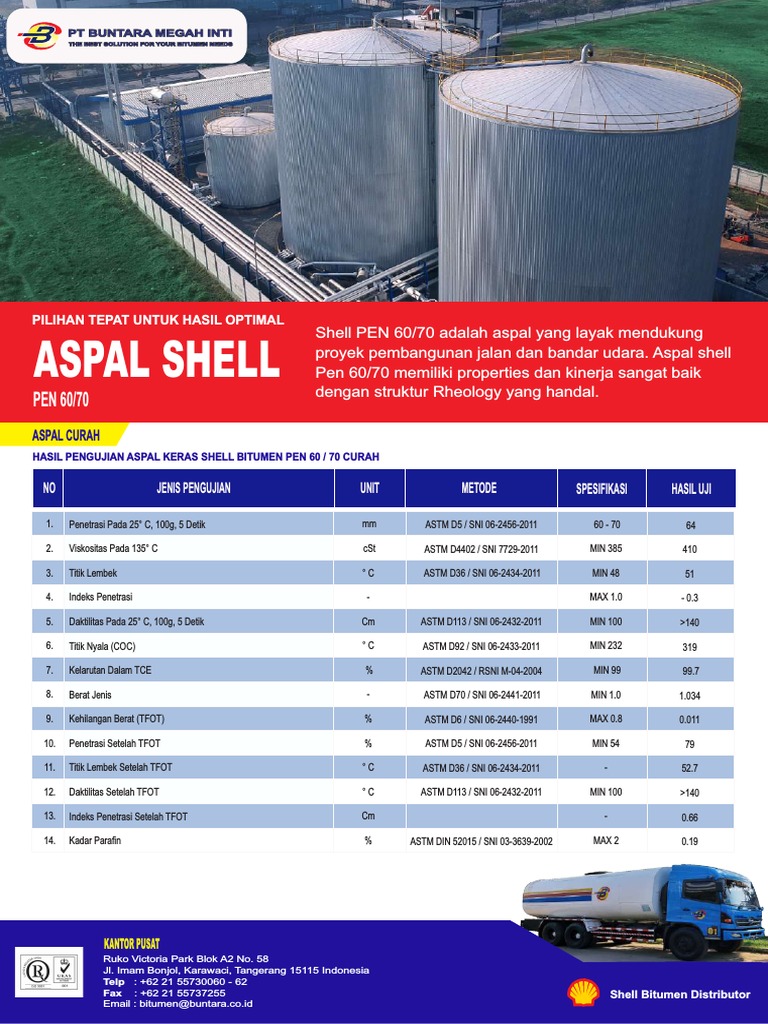 Spesifikasi Aspal Pen 60/70 Shell | PDF