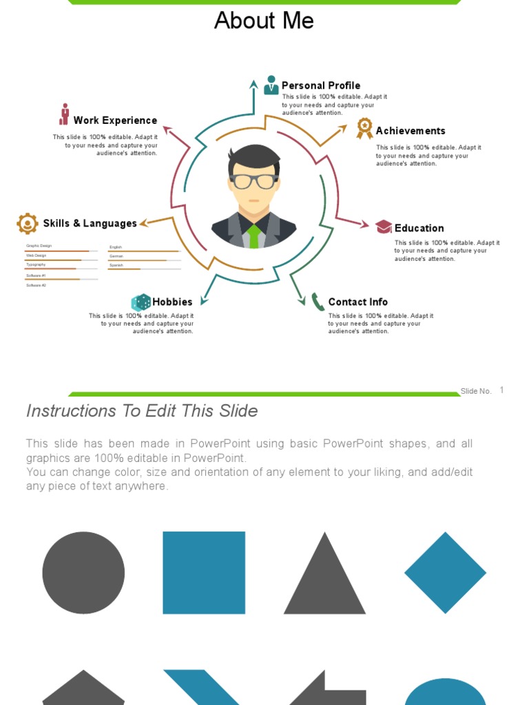 Self Introduction Free PowerPoint Template | PDF | Icon (Computing ...