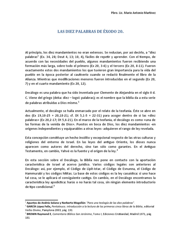 Las Diez Palabras de Éxodo 20 | PDF | Diez Mandamientos | Libro del éxodo