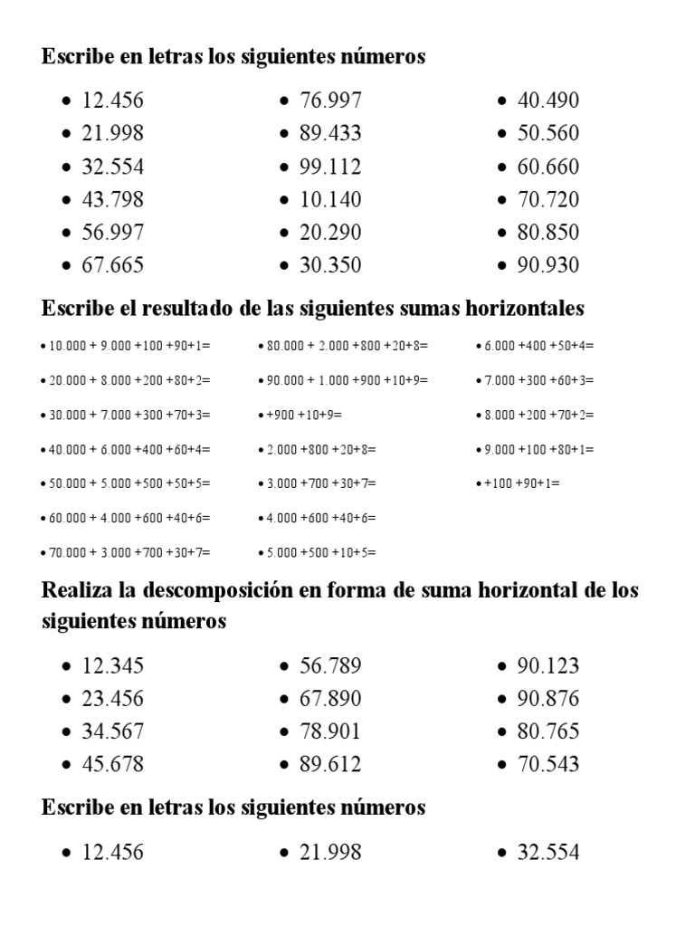 Taller Lect Num y Descomposicion Num | PDF | Violencia | Agitación