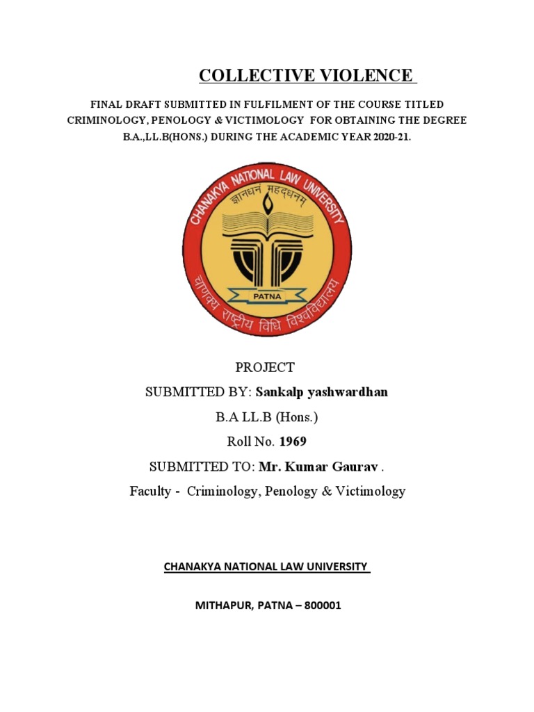 Collective Violence and the Breakdown of Order: An Analysis of Types ...