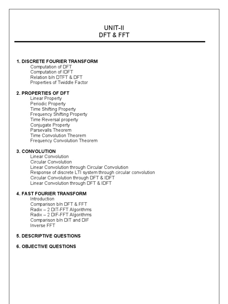 DFT and FFT Concepts Explained | PDF | Fast Fourier Transform ...