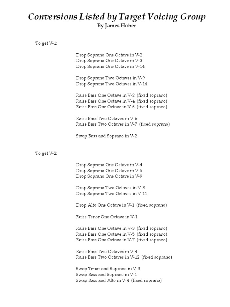 Conversions Listed by Target Voicing Group | PDF | Opera | Musical ...