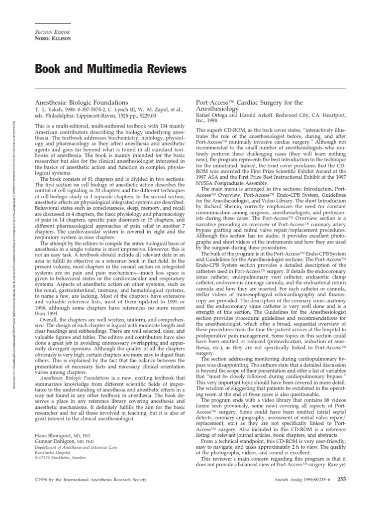 Anesthesiology Pocket Guide.61 | PDF | Anesthesia | Surgery