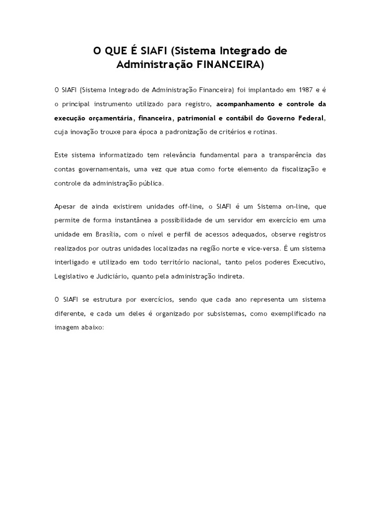 O Que É Siafi | Download grátis PDF | Contabilidade | Administração pública