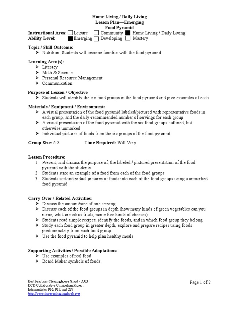 Lesson Plan Food Piramid | Download Free PDF | Foods | Lesson Plan
