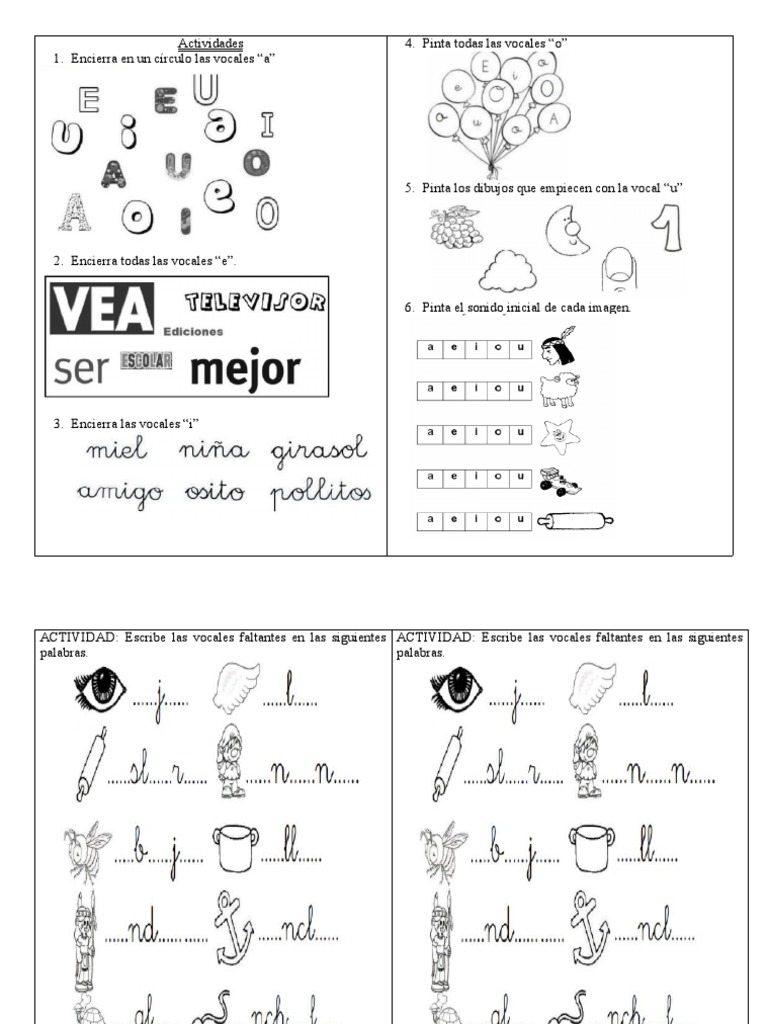Actividades de Vocales para Niños | PDF
