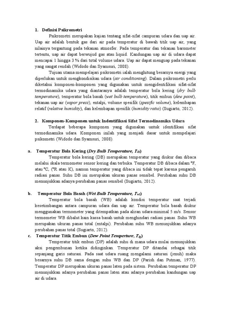 Temperature), Temperatur Bola Basah (Wet Bulb Temperature), Titik Embun ...