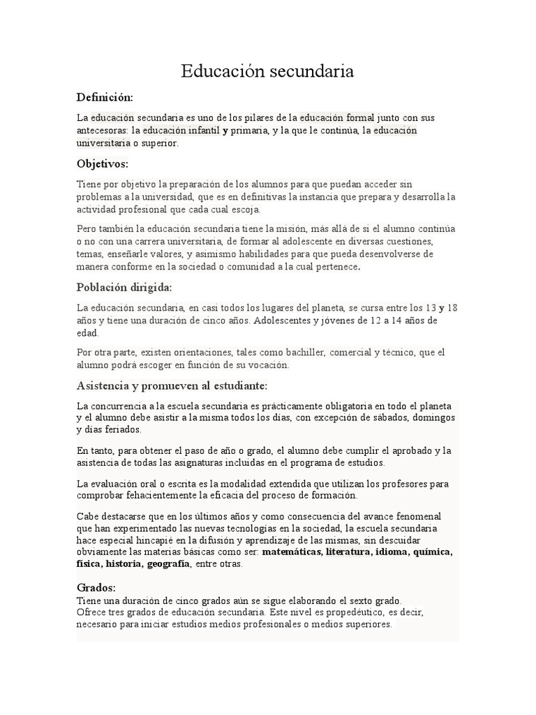 Educación Secundaria Exposicion. | PDF | Educación Secundaria ...