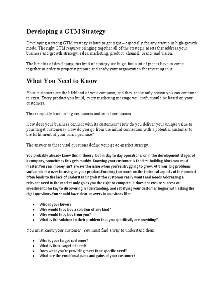 Developing A GTM Strategy | PDF | Career & Growth | Business