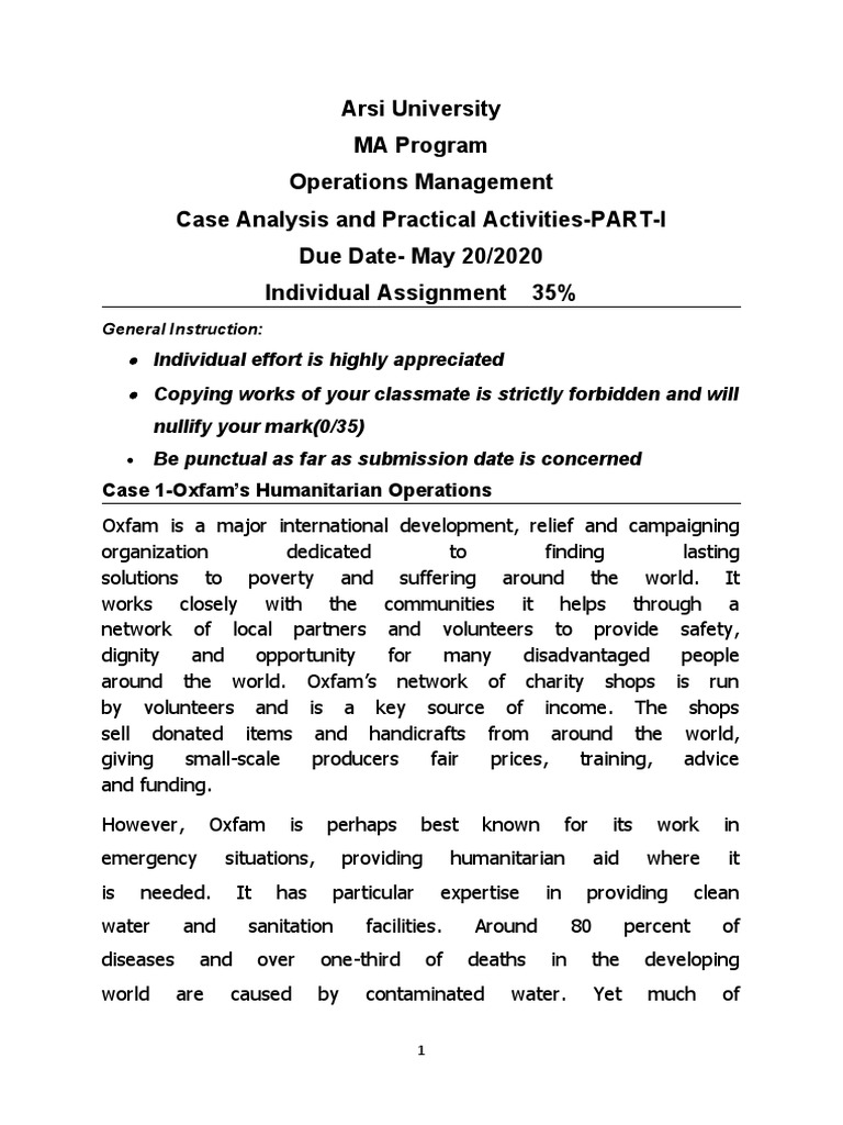 OM-Individual Assignment | PDF | Oxfam | Retail