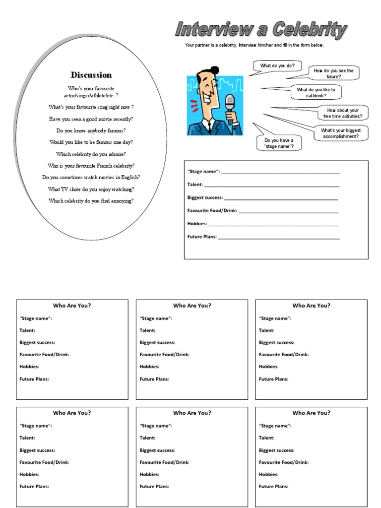 Interview A Celebrity Worksheet | PDF